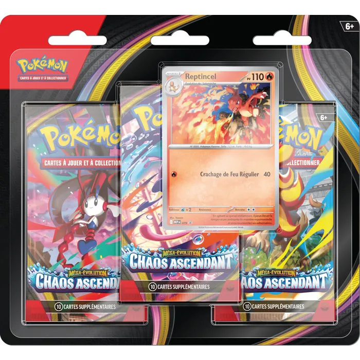 Asmodee Pokémon ME04 : pack 3 boosters avec carte promo brillante et ...