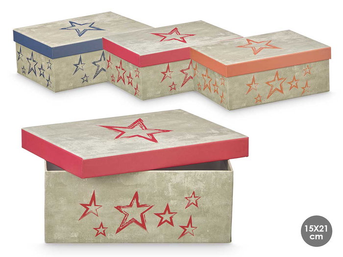 Pincello Boîte Carton Étoiles Assorties Couleurs Vives 21x8x15cm (Set ...