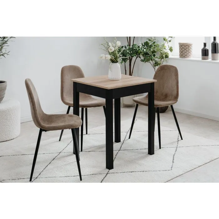 CAPRI 81A Table à Manger Carrée 4 Personnes Chêne Artisan et Noir MDF ...