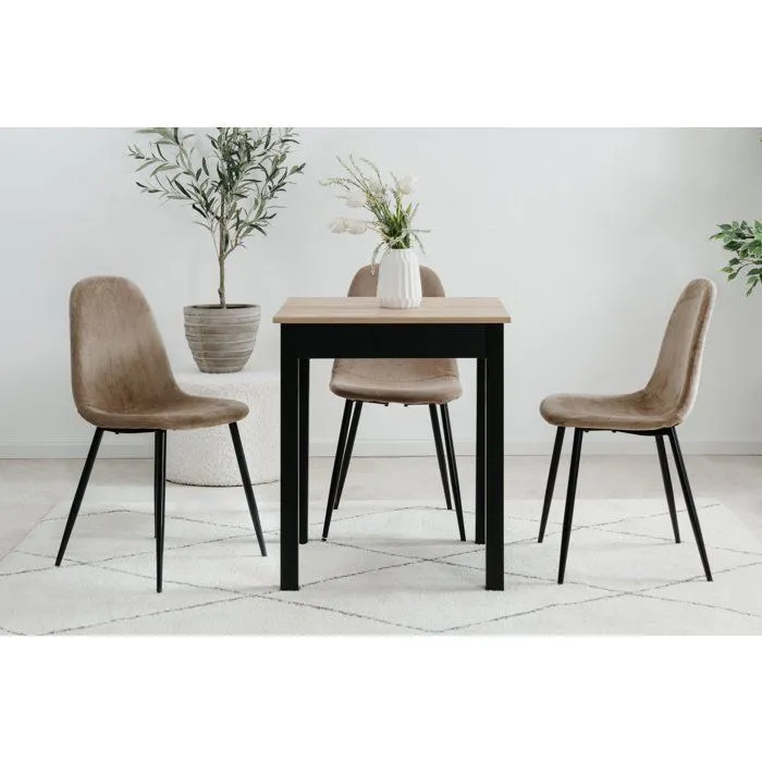 CAPRI 81A Table à Manger Carrée 4 Personnes Chêne Artisan et Noir MDF ...