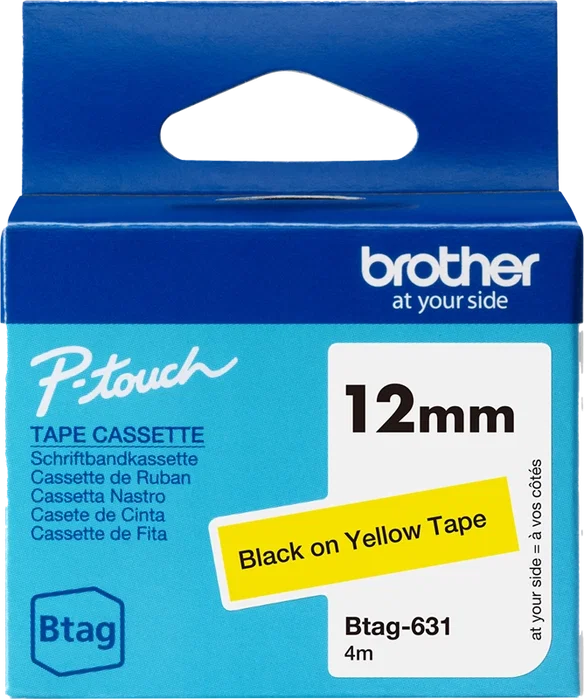 Brother Btag-631 Carte mécanographique Noir sur jaune - Bixoto.com