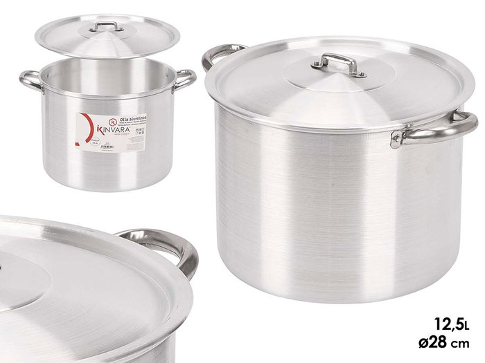 Kinvara Olla en Aluminium 28 cm 12,5 L - Argent, Compatible Gaz, Four ...
