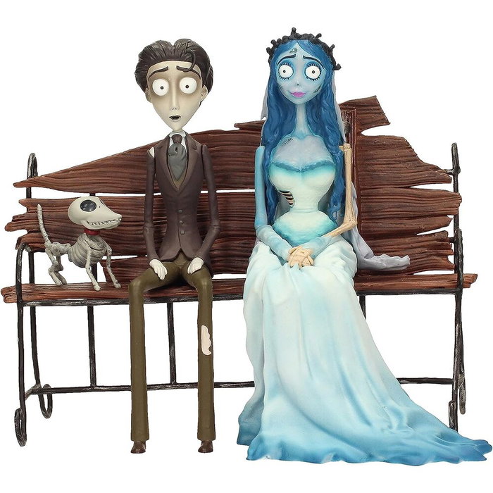 SD TOYS Figurine La Novia Cadáver Emily et Victor sur banc cercueil ...