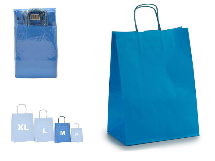 Pincello Sac en Papier Bleu Petit 24 x 40 x 0,2 cm avec Code-barres ...