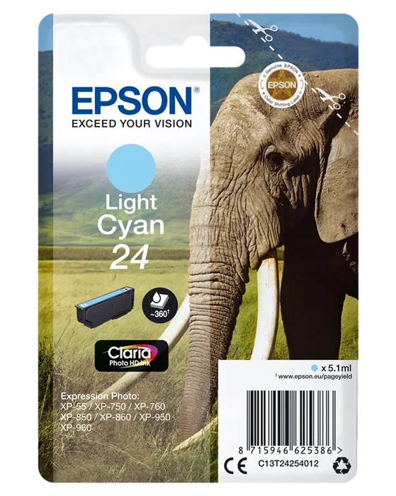 Epson C13T24254012 Cartouche d'encre Cyan clair 24 claire ~360 pages ...