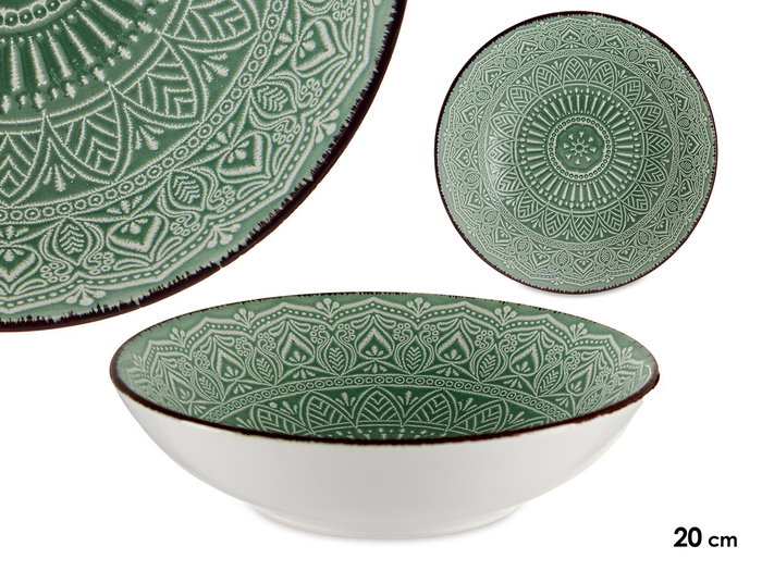 Vessia Assiette Creuse Relief Verte 20 cm en Grès – Passe au Lave ...