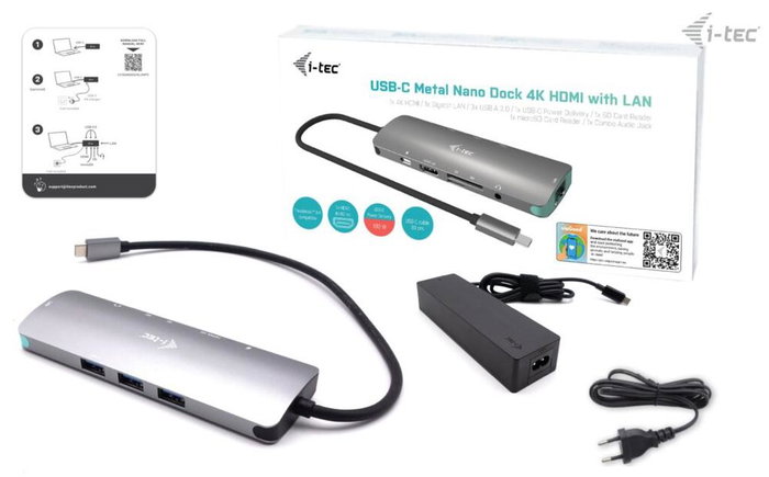 i-tec Station d'accueil USB-C Metal Nano 4K HDMI, LAN, Power Delivery ...