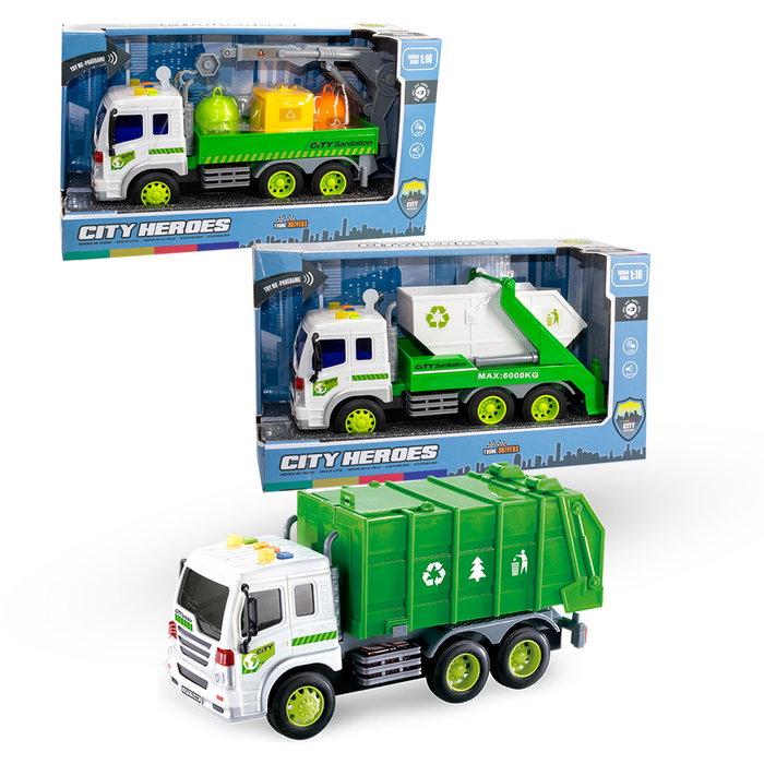 TACHAN Camion Poubelle Héros de la Ville 1:16 avec Lumières et Sons ...