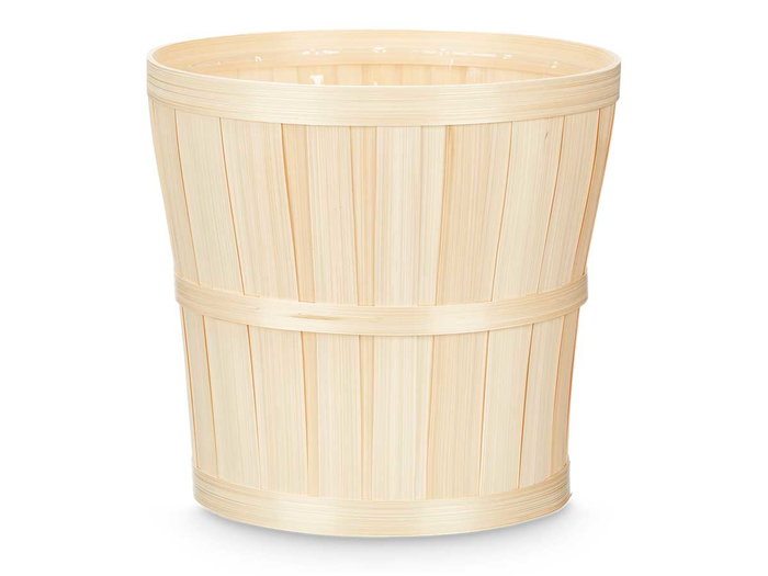 Ibergarden Cache-pot Rond Bambou 25 cm Naturel avec Doublure PVC (Set ...