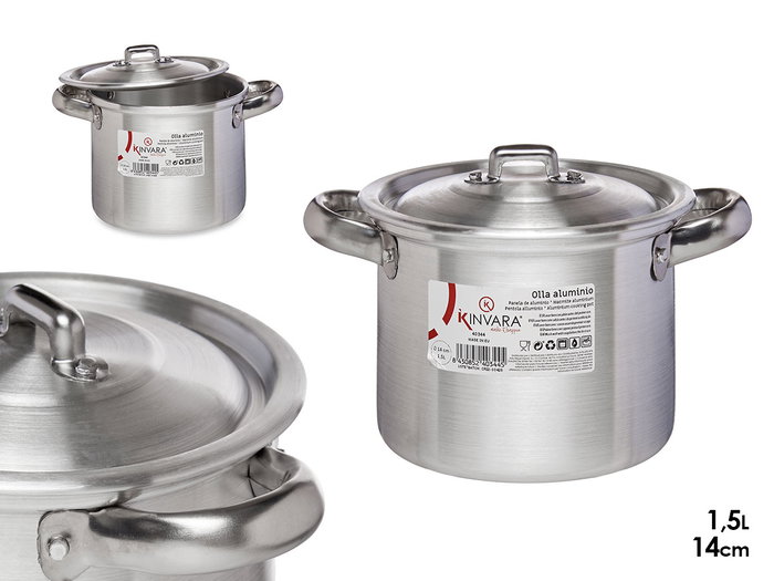 Kinvara Olla en Aluminium 14 cm 1,5 L - Argent, Compatible Gaz Four ...